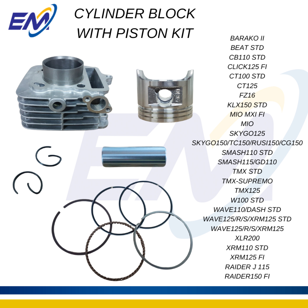 CYLINDER BLOCK WITH PISTON KIT FOR MOTORCYCLES - GIBEON | Shopee ...