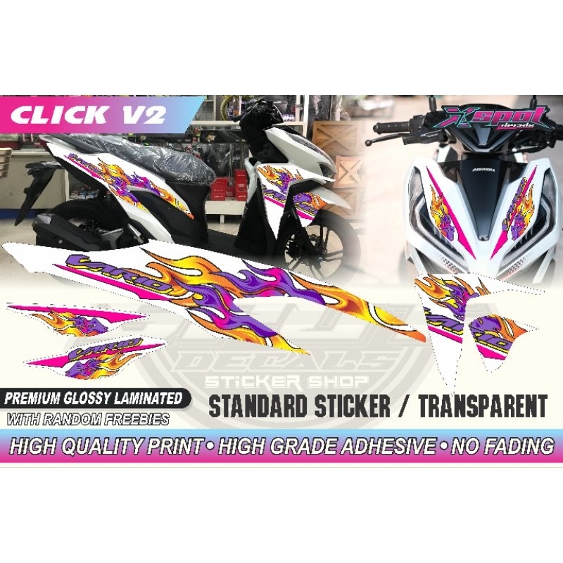click v2 v3 cartoonized fire decals sticker | Shopee Philippines