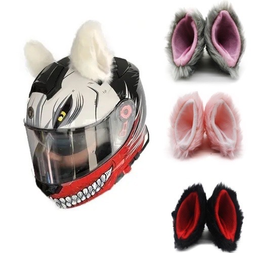 Helmet cat ears decorations motorcycle accessories fur ear decoration ...