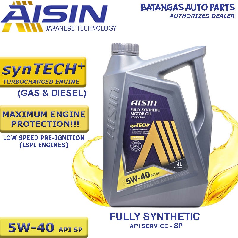 AISIN FULLY SYNTHETIC OIL 5W-40 SYNTECH+ (gas/diesel) MAXIMUM PROTECTION 1 GALLON | Shopee ...