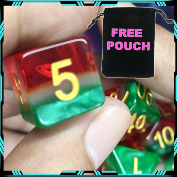 WATERMELON JELLO - 7pcs Polyhedral Dice Set for Dungeons and Dragons ...