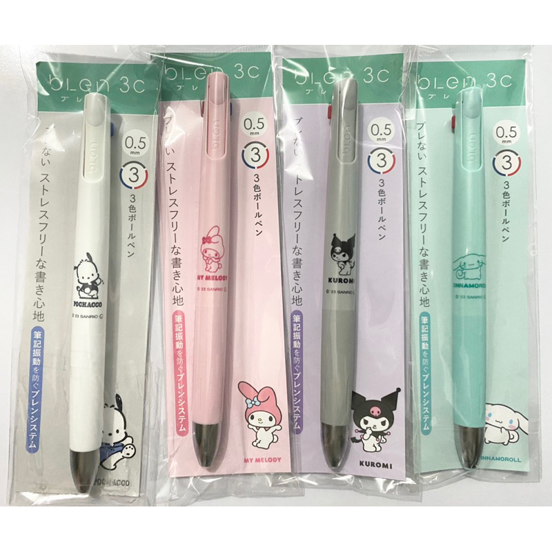 Sanrio Blen 3C Tri-Color Pen 0.5mm Kuromi Cinnamoroll Pochacco My ...