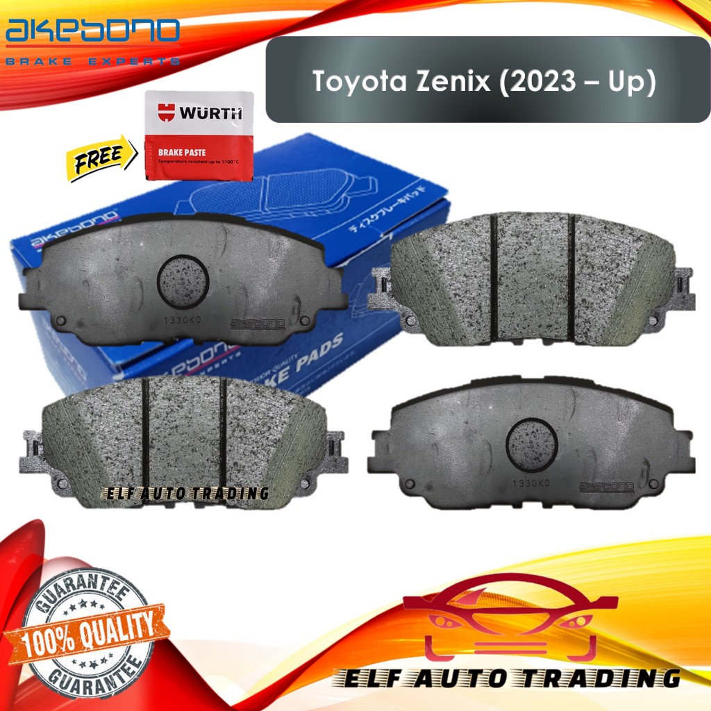 Genuine Akebono Front Brake Pads for Toyota Zenix (2023 - Up) | Shopee ...