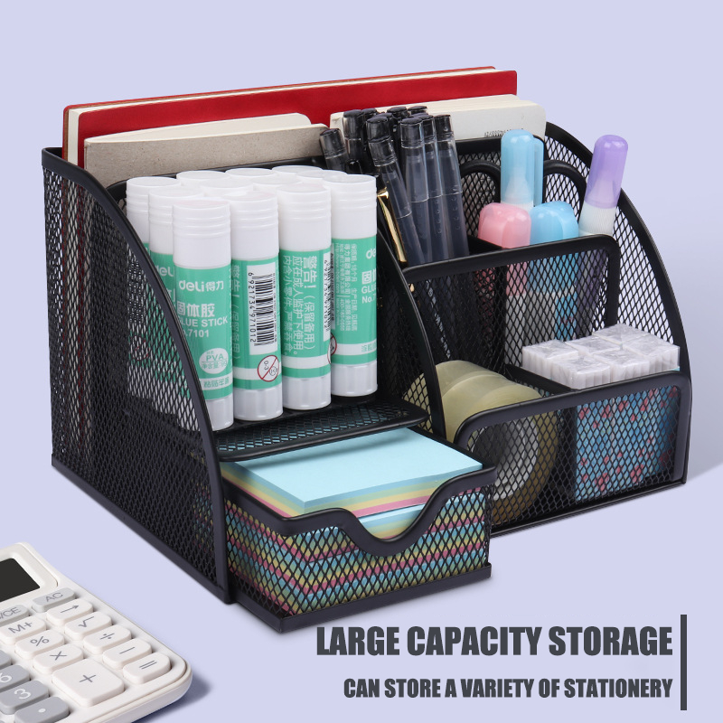 7-in-1 Set of Office/School Supplies Desk Storage Rack with Drawers ...