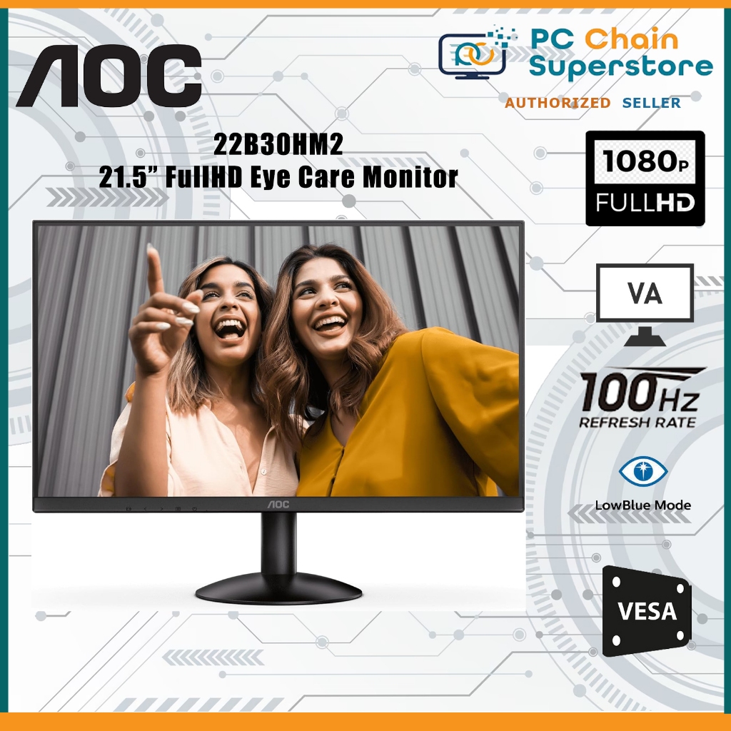 AOC 22B30HM2 Frameless Eye Care Monitor - 21.5" Full HD VA | 120hz ...