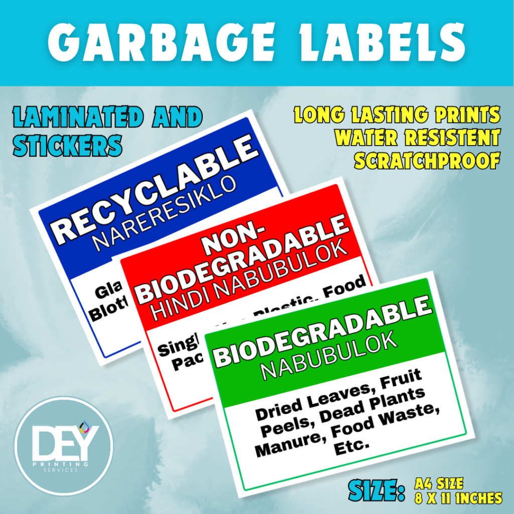 DEY | Garbage Waste Segregation Laminated Signages Biodegradable ...