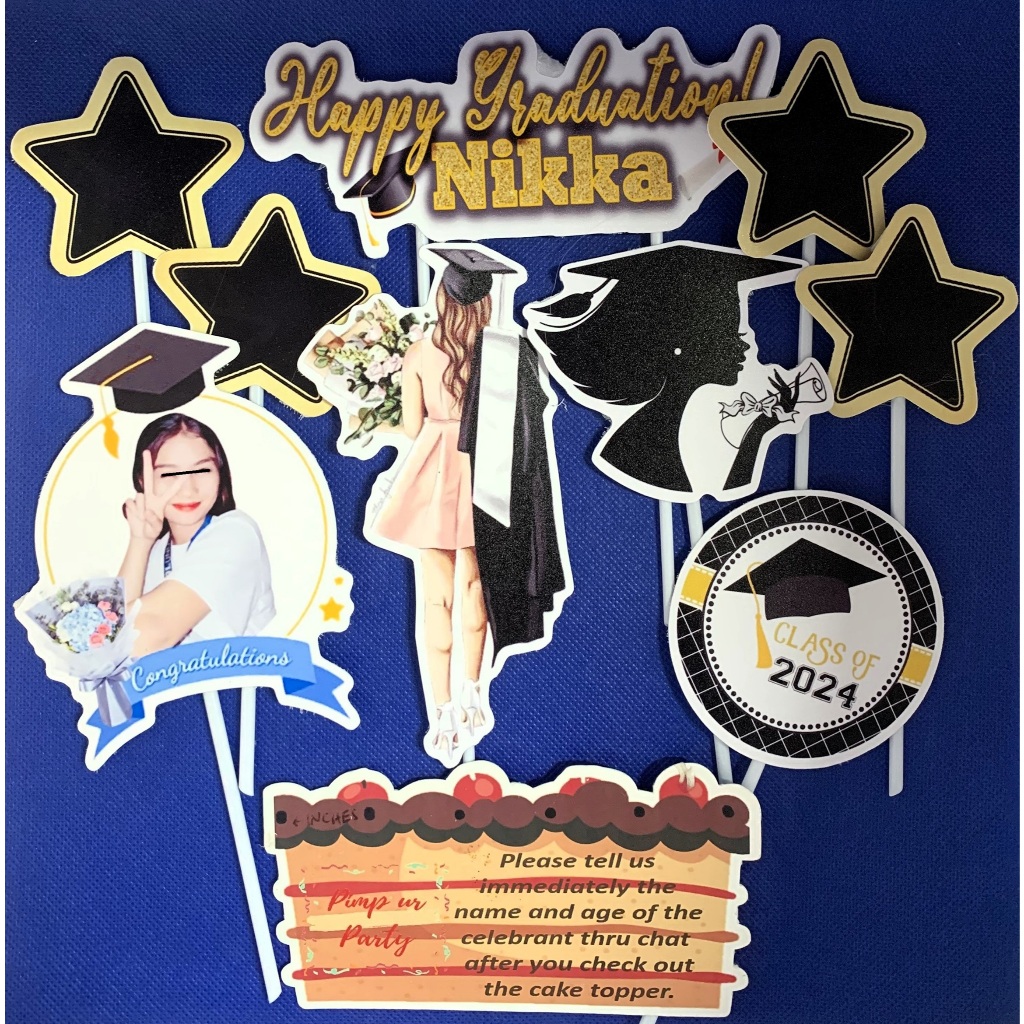 GRADUATION / MOVING UP DESIGN CAKE TOPPER with personalized name of the ...