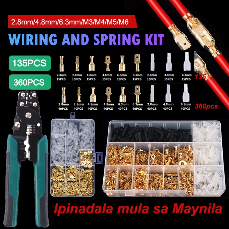 280*Assorted Crimp Spade Terminal Wire Flat Female&Male Insulated Electrical Wire Cable ...