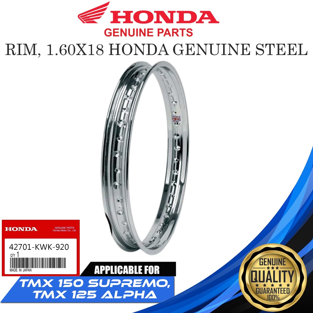 HONDA GENUINE RIM, 1.60X18 STEEL FOR TMX 125 ALPHA, TMX 150 SUPREMO ...