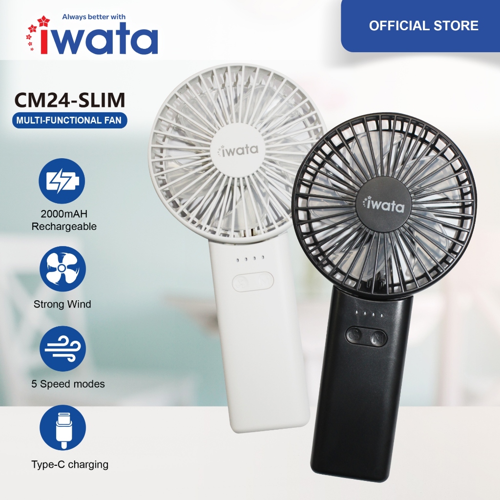 Iwata CM24-SLIM Portable and rechargeable Multi-function Fan | Shopee ...