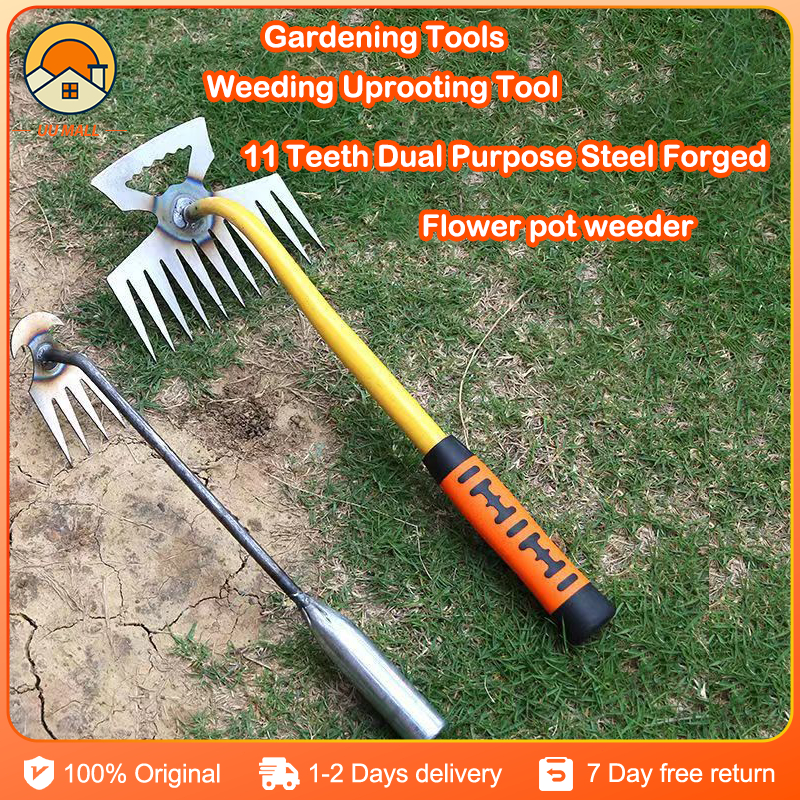 Gardening Tools Weeding Uprooting Tool 11 Teeth Dual Purpose Steel ...
