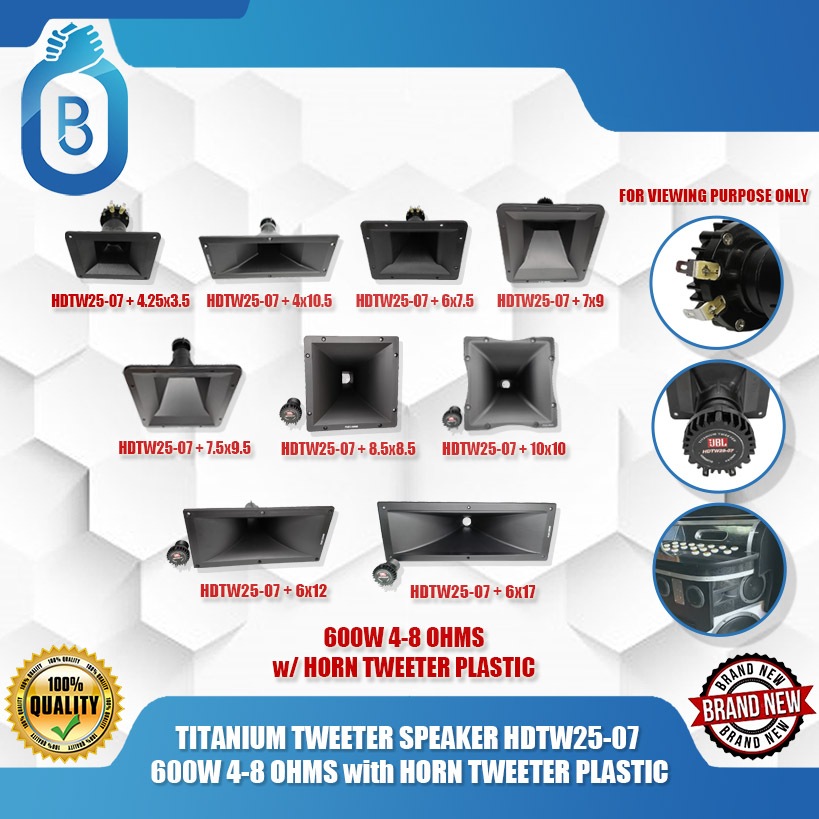 TITANIUM TWEETER SPEAKER HDTW25-07 600W 4-8 OHMS with HORN TWEETER ...