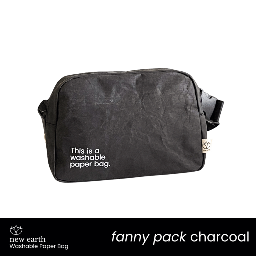 New Earth Fanny Pack Washable Paper Bag Charcoal | Shopee Philippines