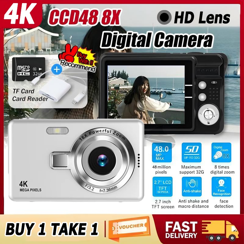 Buy 1 Take 1 Digital Camera 4K HD Selfie Photography Camera Mini Pocket ...
