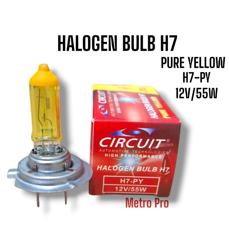 Circuit Halogen Bulb H7 12V 55W (PURE YELLOW/ALL WHEATER ) | Shopee ...