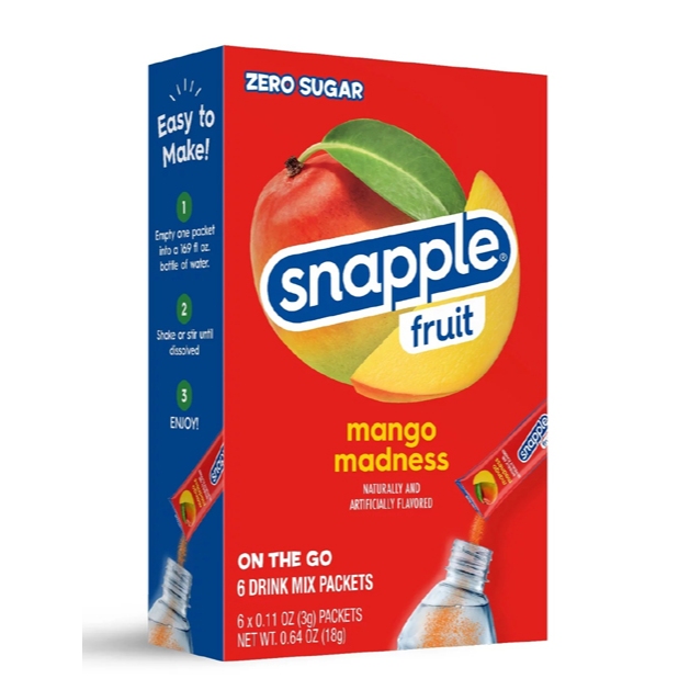 SNAPPLE ZERO-SUGAR MANGO MADNESS ON-THE-GO DRINK MIX PACKETS, 6 PACKETS ...