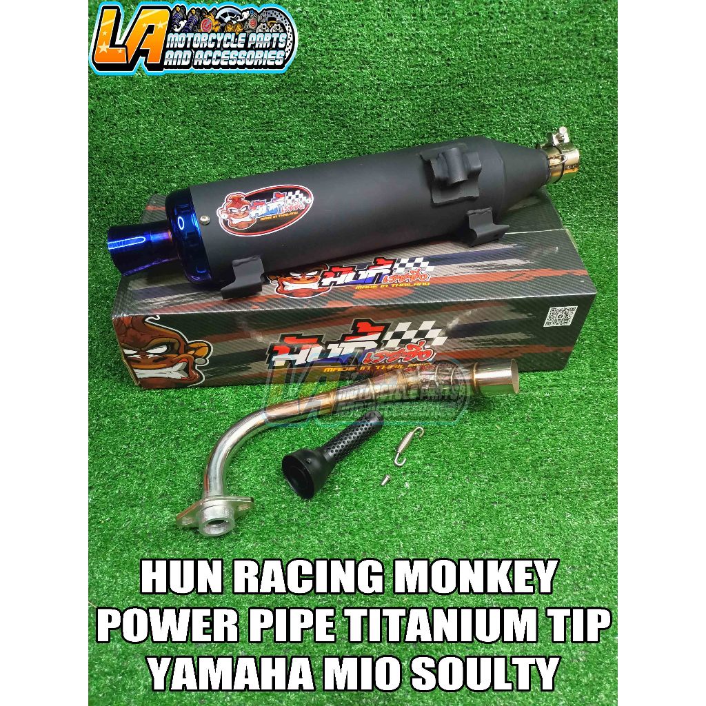 HUN RACING MONKEY POWER PIPE YAMAHA MIO SOULTY BIG ELBOW TITANIUM TIP ...