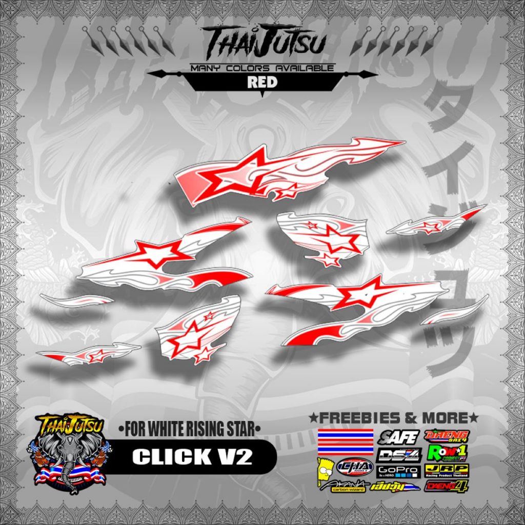 CLICK V2 DECALS ( FOR WHITE RISING STAR ) [ PREMIUM GLOSSY LAMINATED ...