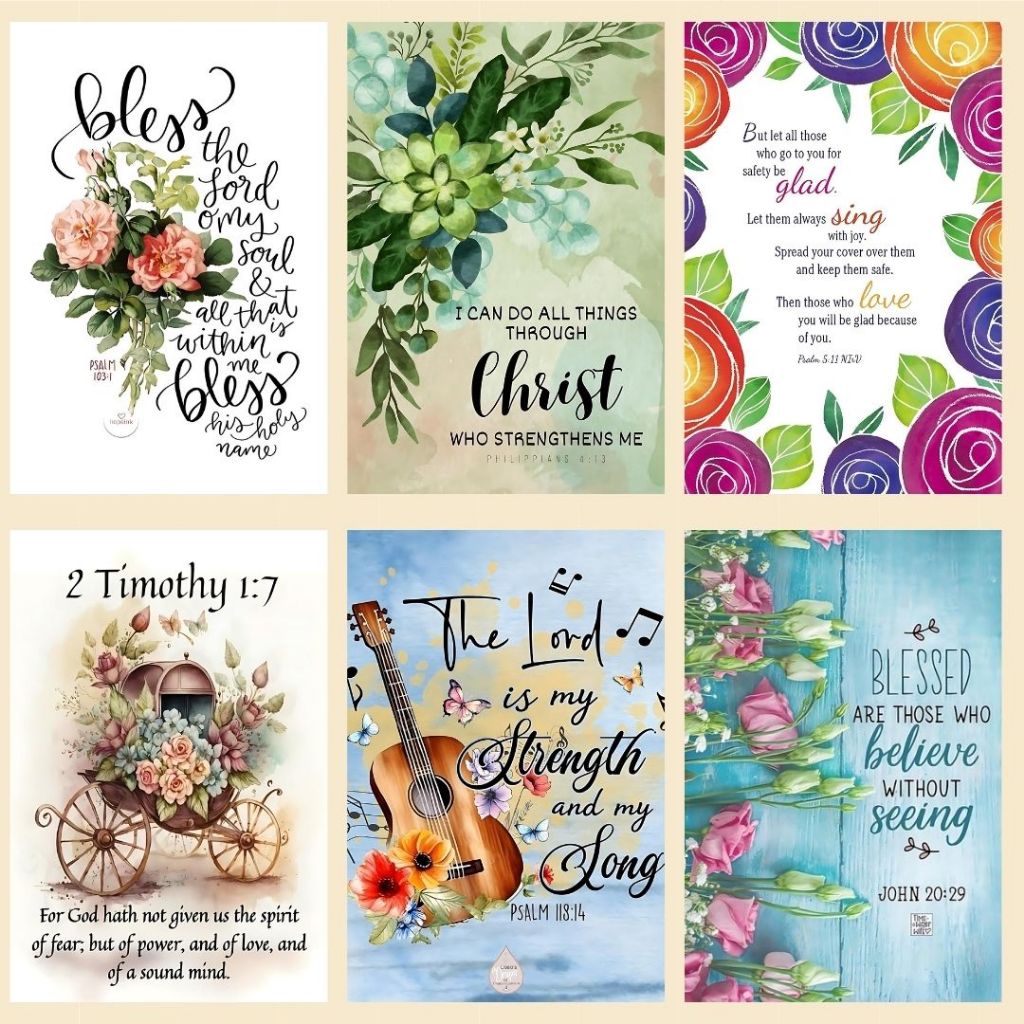 Floral Bible Verse Quotes Part 2 | A4 size Laminated Photo Wall Decor ...