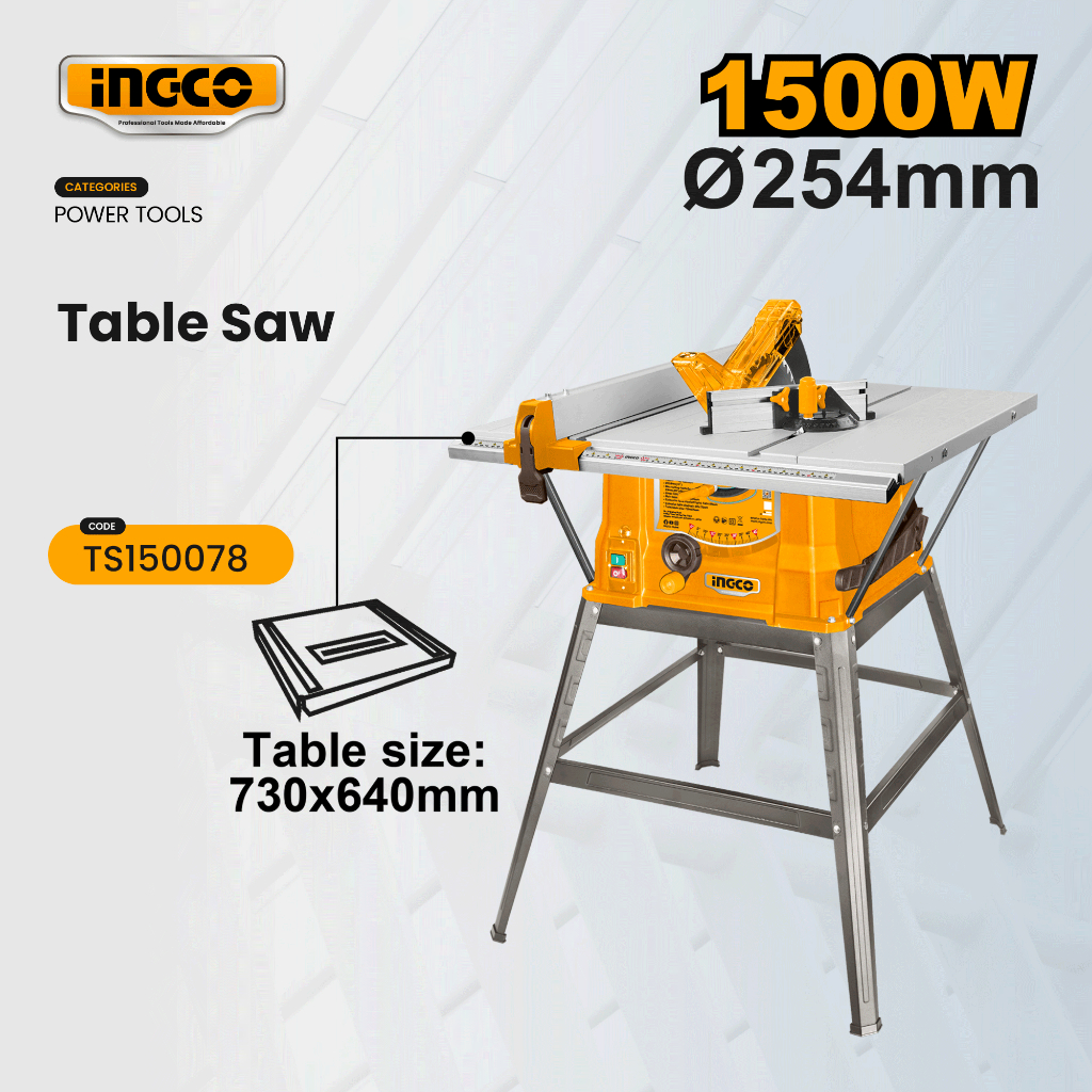 Ingco 1500W Table Saw Woodworking Cutting Tool TS15007 | TS150078 IPT ...