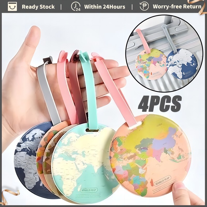 4PCS Map Luggage Tag Luggage Accessories Silicone Luggage Tag/Luggage ...