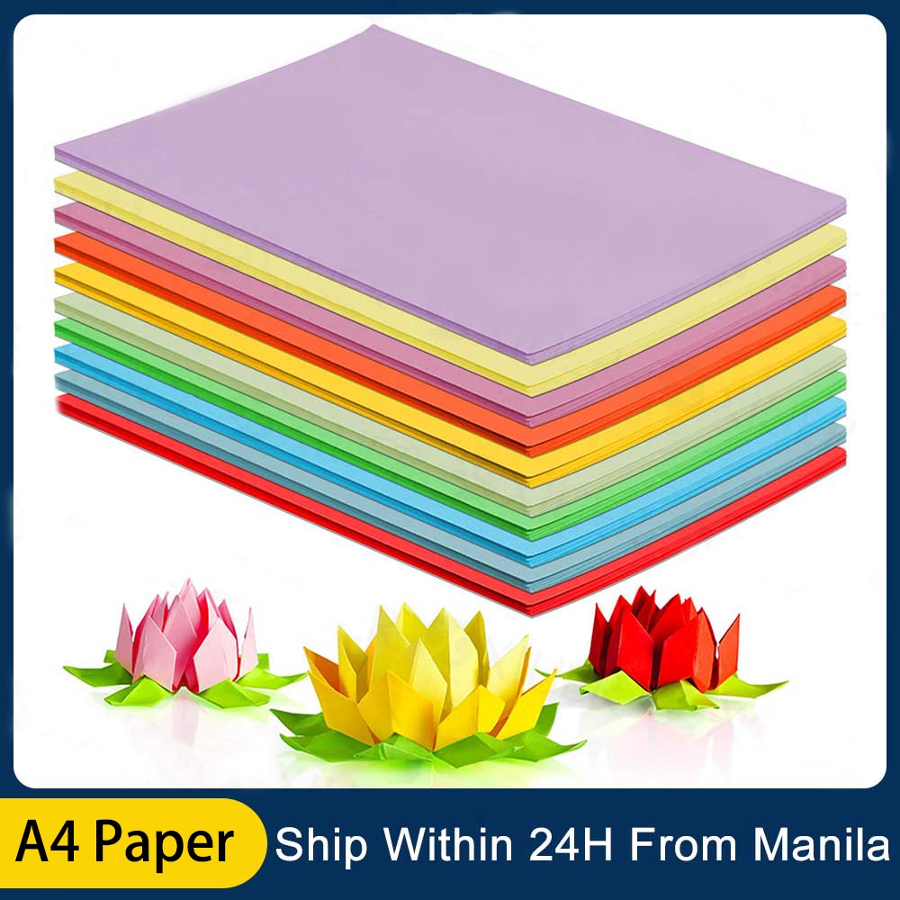 100Pcs Colored A4 Copy Paper 10 Different Colors Crafting Decorating ...
