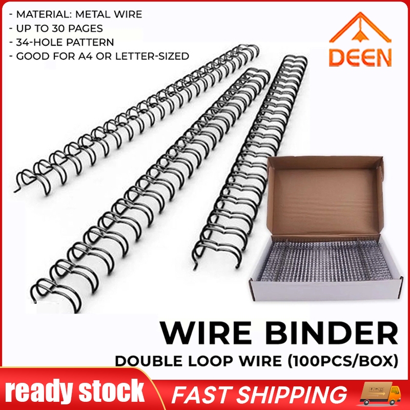 100pcs Double Loop Wire Binder Long Size 12.7mm 40 Holes 3:1 Pitch 100 ...