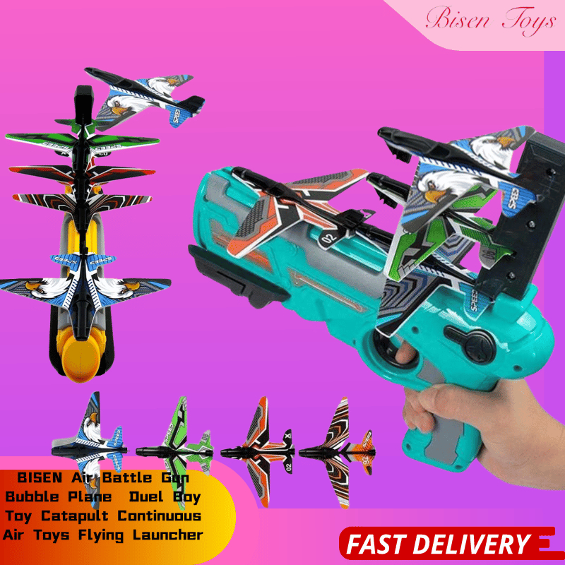BISEN Air Battle Gun Bubble Plane Duel Boy Toy Catapult Continuous Air ...