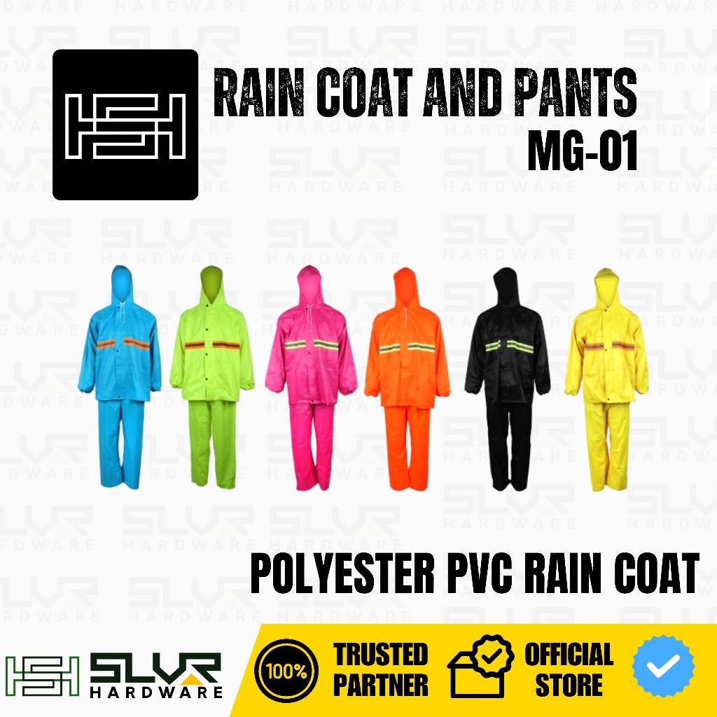 MG Rain Coat with Pants Polyester PVC Raincoat with Reflector Lining ...