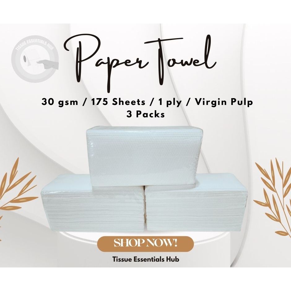 Interfolded Paper Towel Virgin Pulp 30 GSM 175 Sheets (Packed by 3 ...