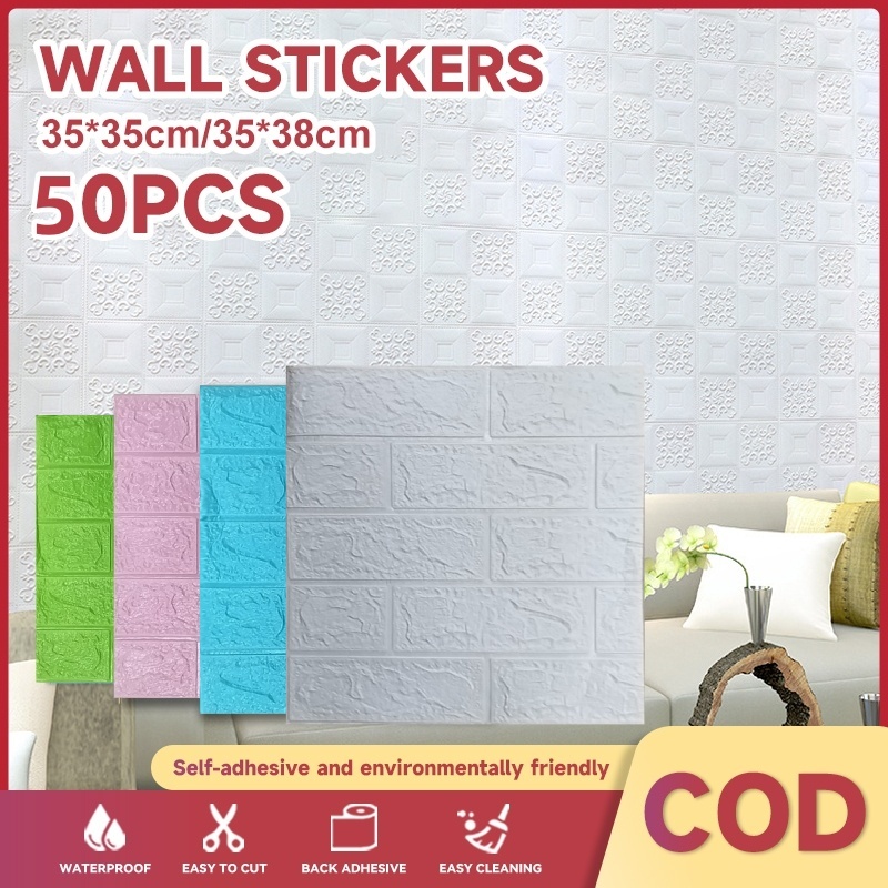 50pcs 3D wall paper adhesiv wall decor self adhesiv design sticker ...