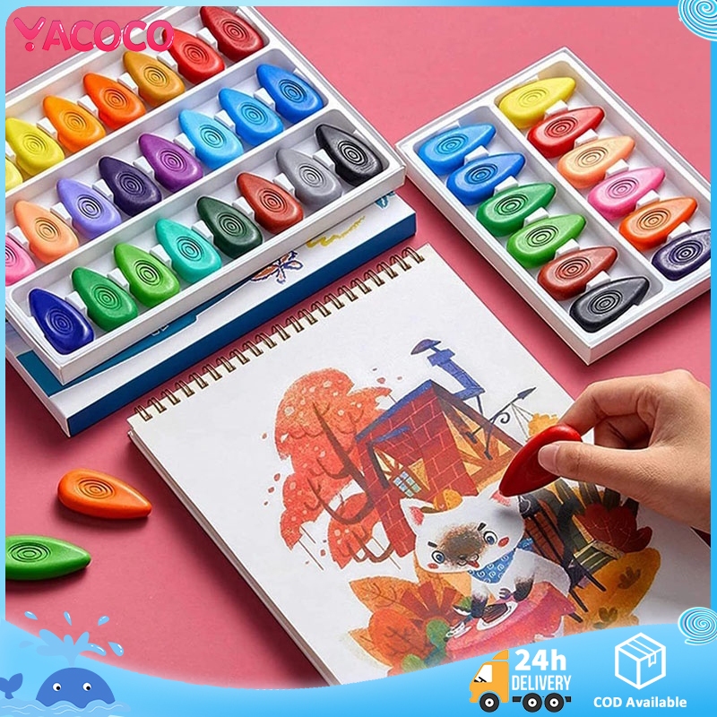 24/12PCS Water Droplet Shaped Crayons Non Toxic And Washable Crayons ...