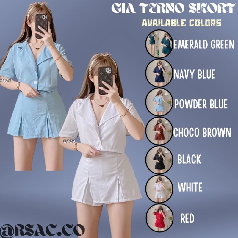 Trendy Terno Polo Shirt Crop Top & Skort Set for Women - Stylish ...