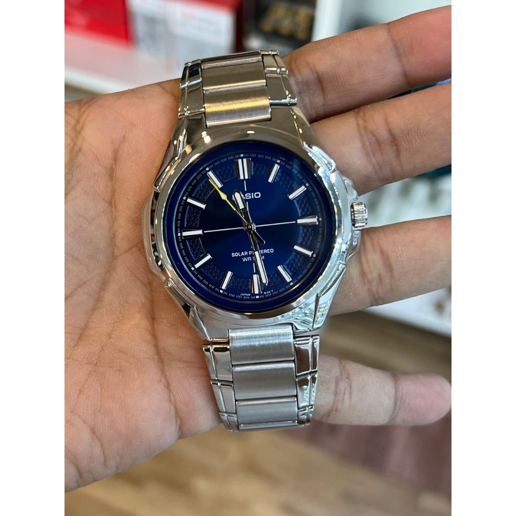 ORIGINAL CASIO Solar Powered Stainless Steel Men's Watch MTP-RS100D-2AV ...