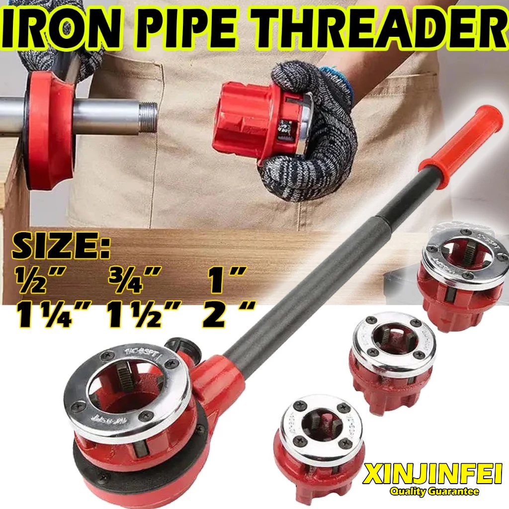 1/2 3/4 1 2 inch Die Ratcheting Pipe Threader Portable Iron Ratchet Kit ...