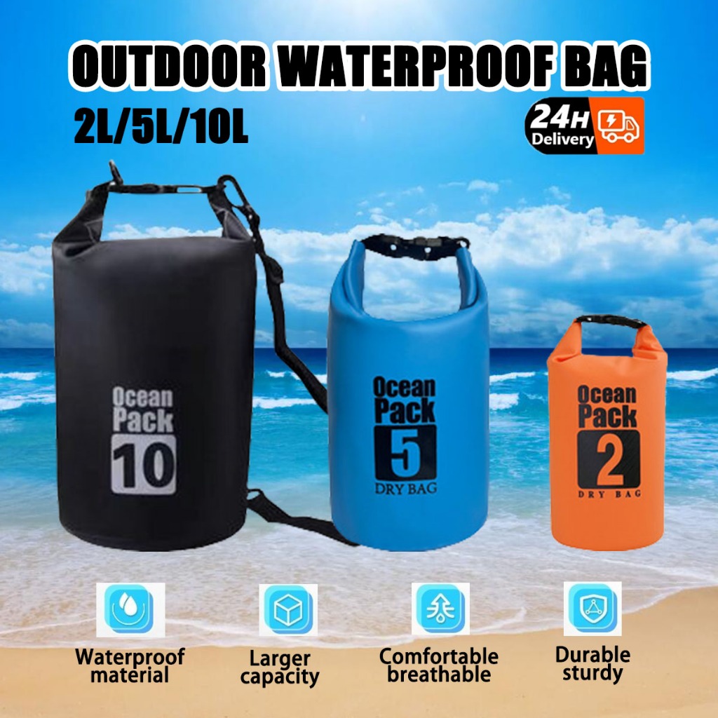 Ocean Pack (2l 5l 10l) Outdoor Waterproof Bag Dry Bag Sports Bag for Cycling Camping | Shopee ...