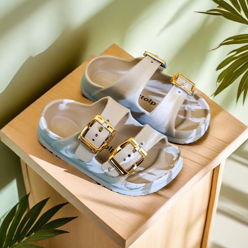 korea Double Ladder Buckle Children's Beach Slippers (Unisex) | Shopee ...