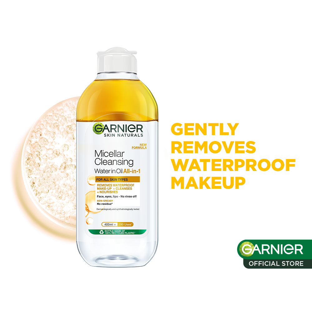 Garnier Argan Oil Micellar Water Waterproof Makeup Remover, Facial ...