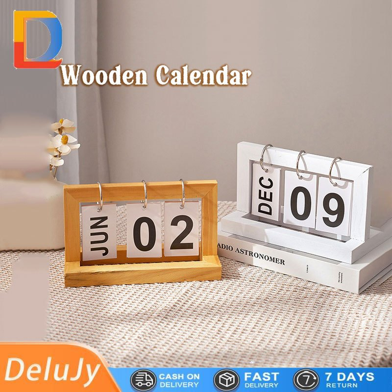 Nordic Simple Style Wooden Page-Turning Calendar Desktop Calendar Home ...