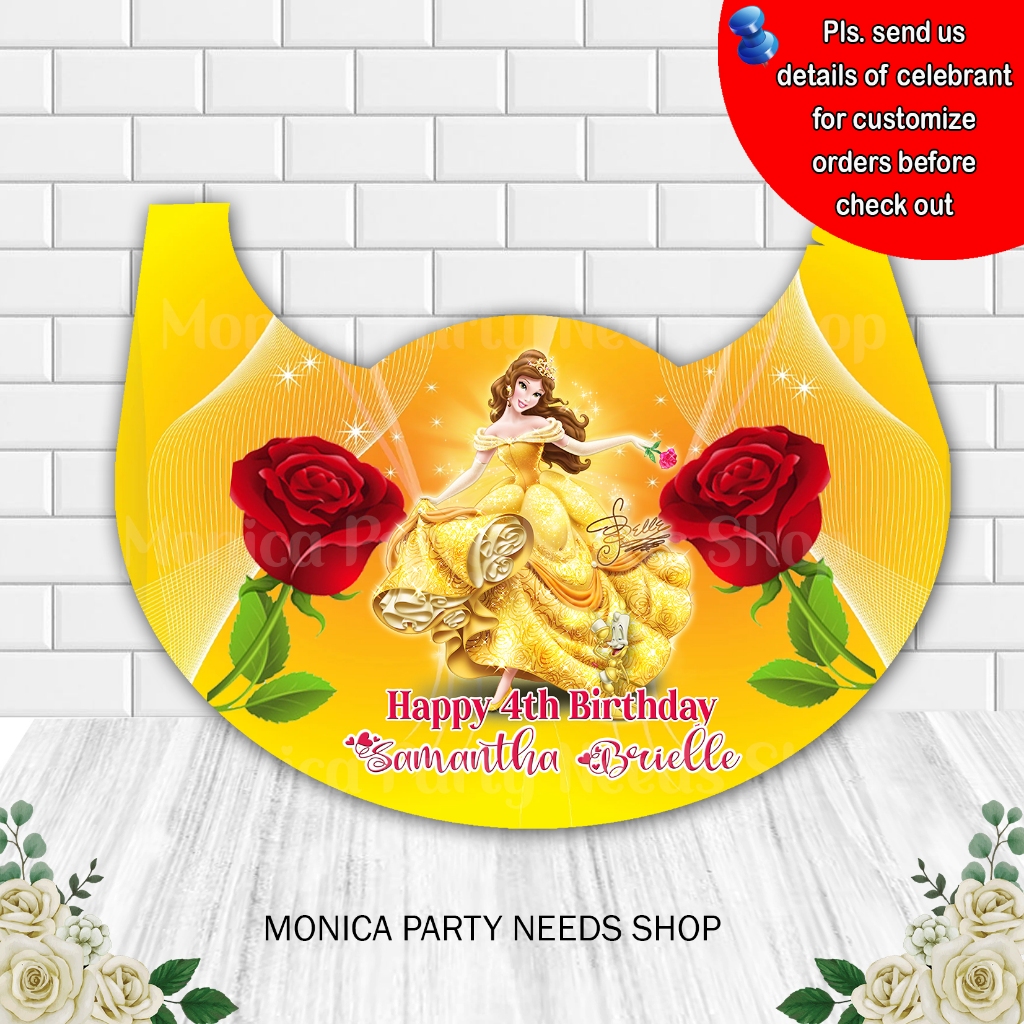 Princess Belle theme free customized party hats | Shopee Philippines