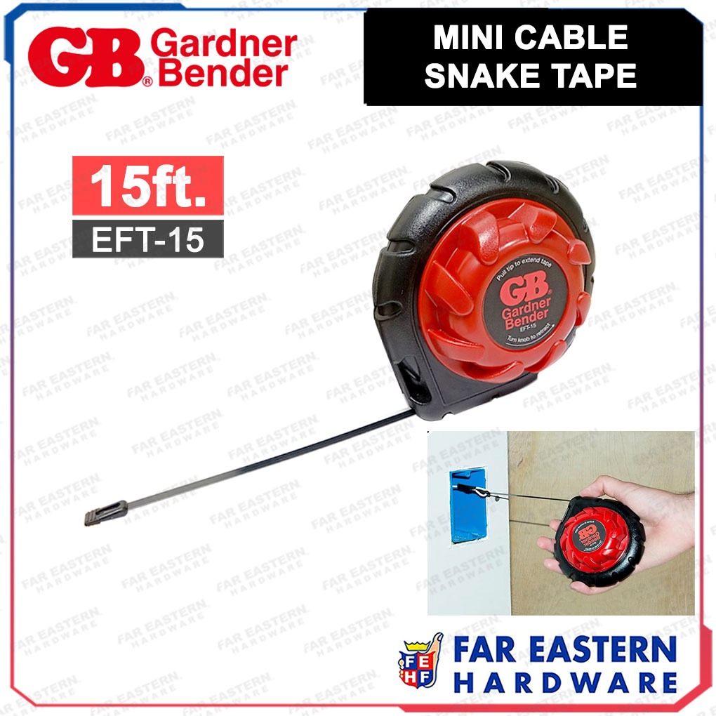 GB Electrical Mini Cable Snake Fish Tape Reel Wire Puller 15ft. EFT-15 ...