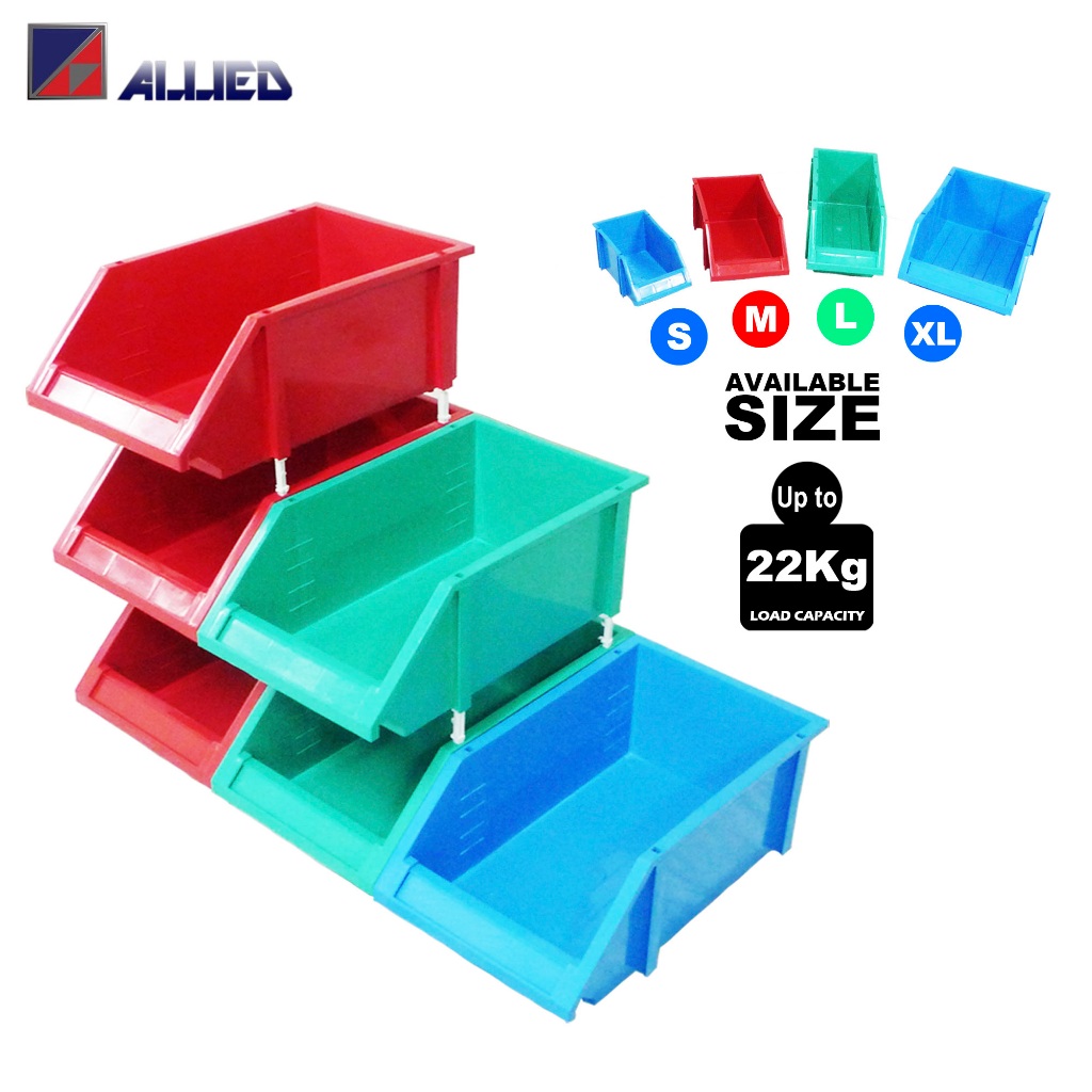 Allied Stackable Heavy Duty Plastic Storage Organizer Bin Box Basket ...