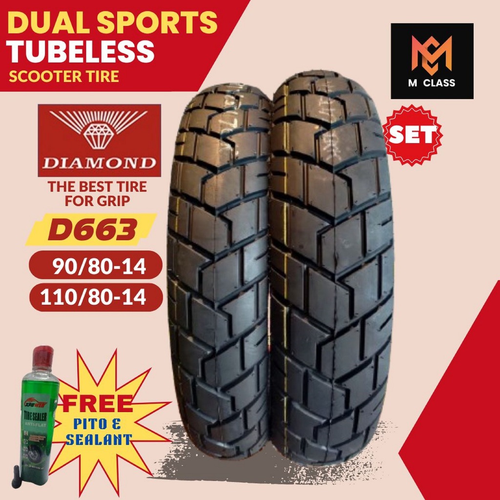 SET R14 D663 DUAL SPORTS TUBELESS TIRE FOR CLICK, AIRBLADE; MIO SOUL ...