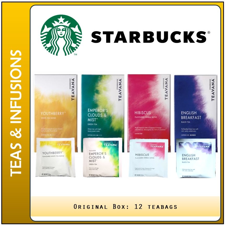 STARBUCKS Teavana English Breakfast, Emperor's Cloud Mist Green Tea ...