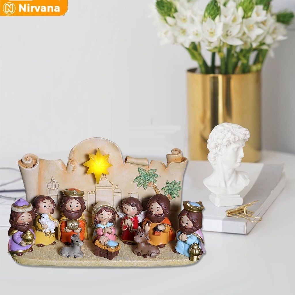 Nativity Scene Set Christmas Belen Set Holy Family Statue Xmas Tabletop ...