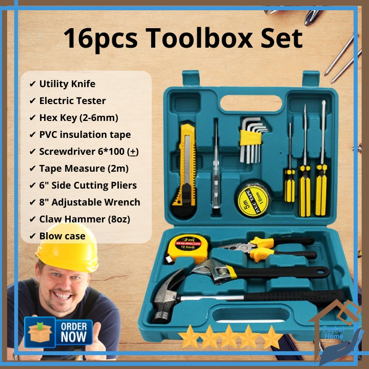 16in1 Tool Set General Household Hand Tool Kit Hardware Repair with ...