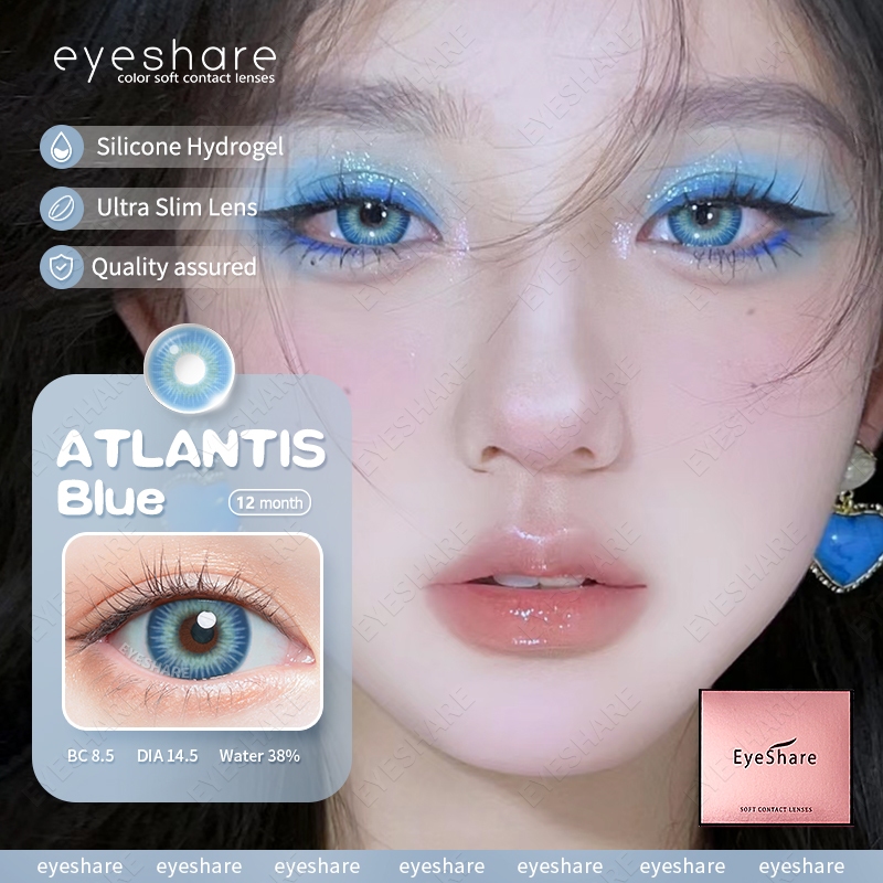 (COD) NEW Korea's best-selling blue contact lenses Yearly Use 14.5mm ...