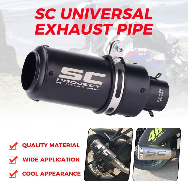 SC Project Exhaust Pipe Motorcycle Stainless Steel Tailpipe Universal ...