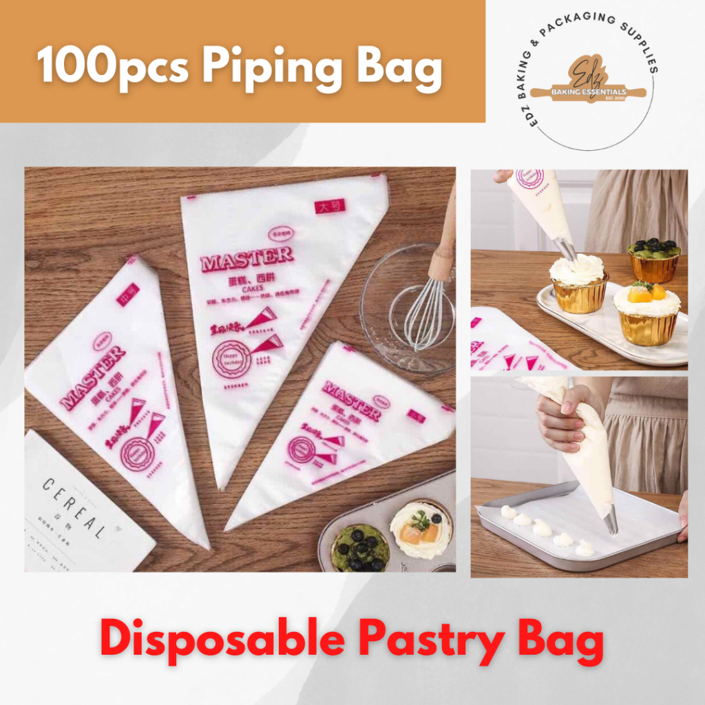 100 Pcs Disposable Icing Piping Cake Pastry Bag Cupcake Decorating ...