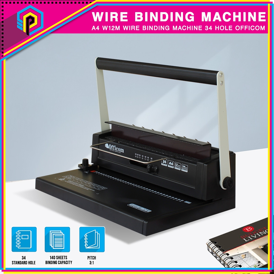 Wire Binding Machine W12M A4 Size 34 Holes Metal Wire Bookbinding ...